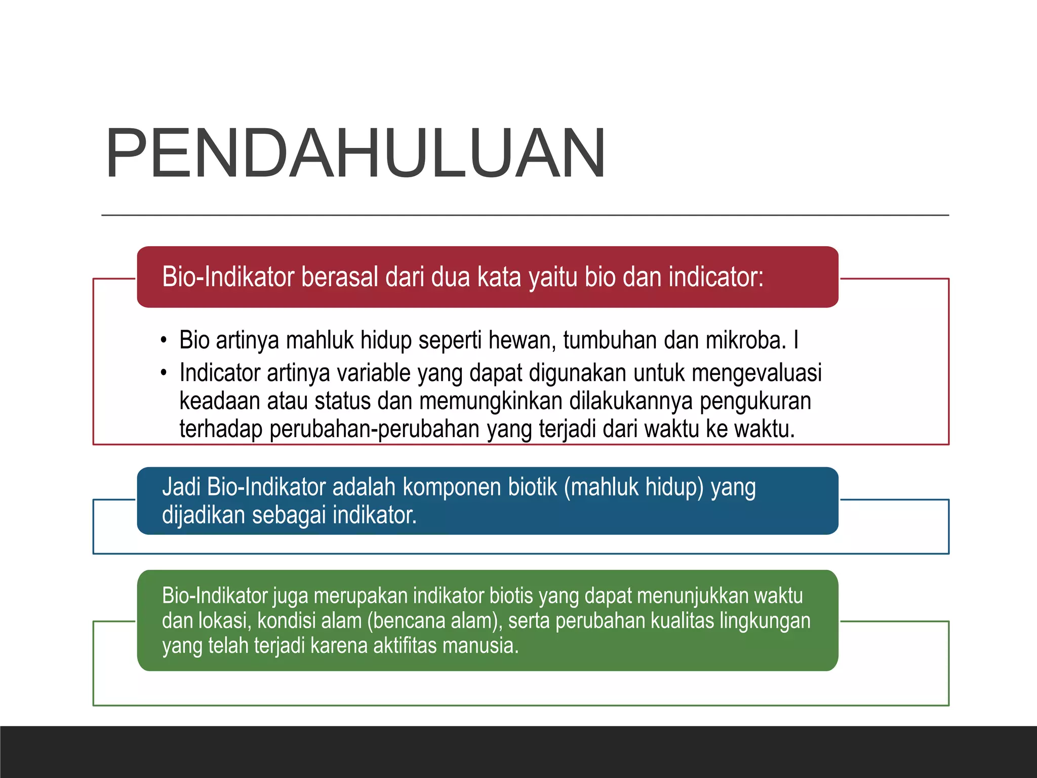 Konsep bioindikator dan contoh bioindokator (ppt) | PPTX