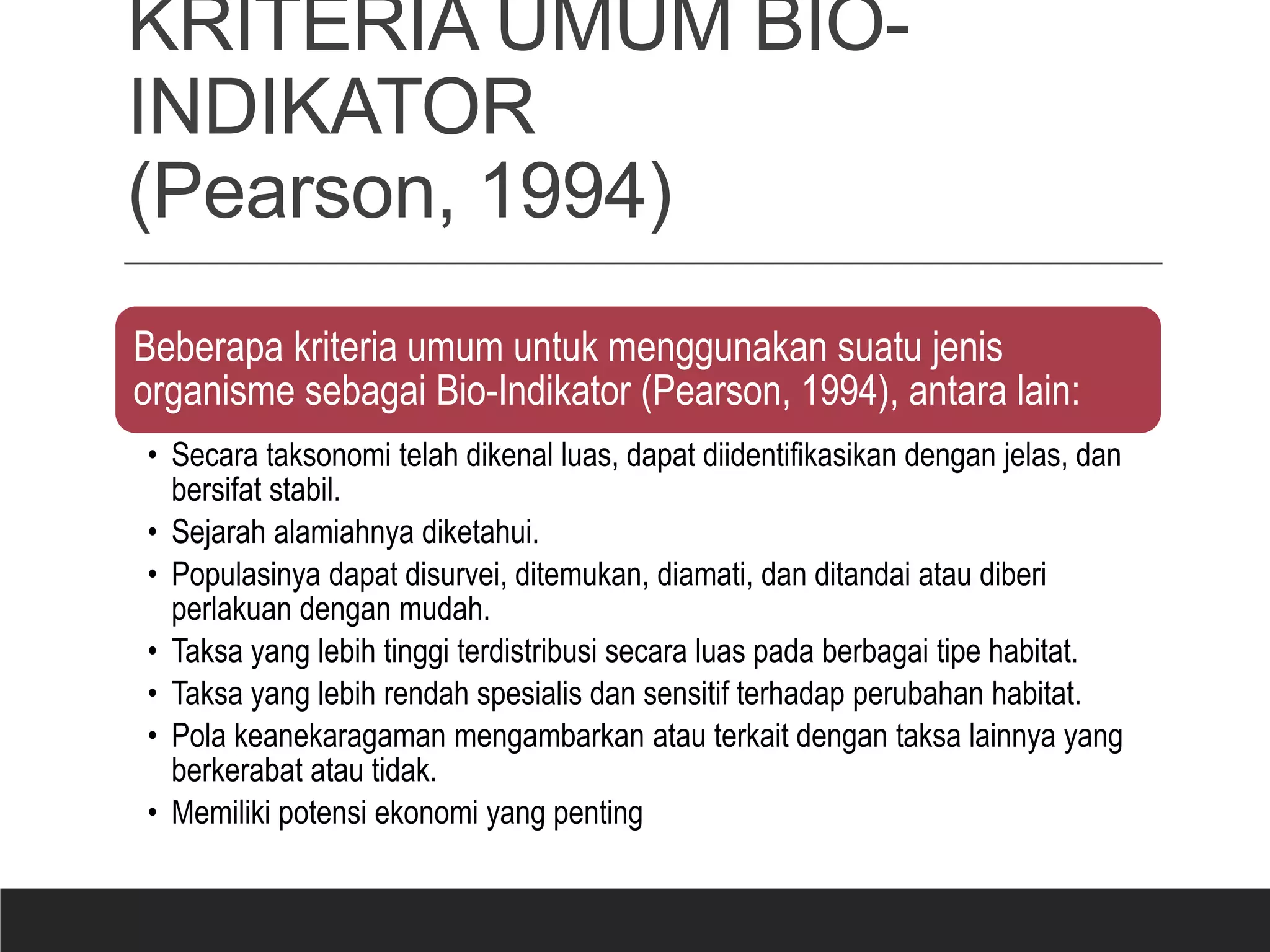 Konsep bioindikator dan contoh bioindokator (ppt) | PPTX