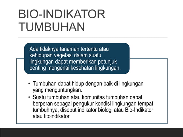 Konsep bioindikator dan contoh bioindokator (ppt) | PPTX