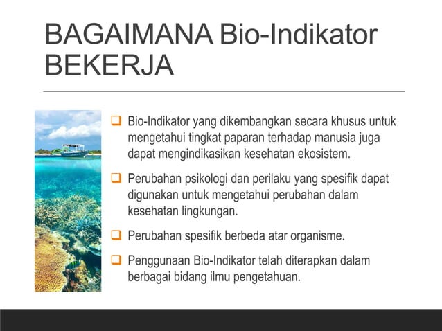 Konsep bioindikator dan contoh bioindokator (ppt) | PPTX