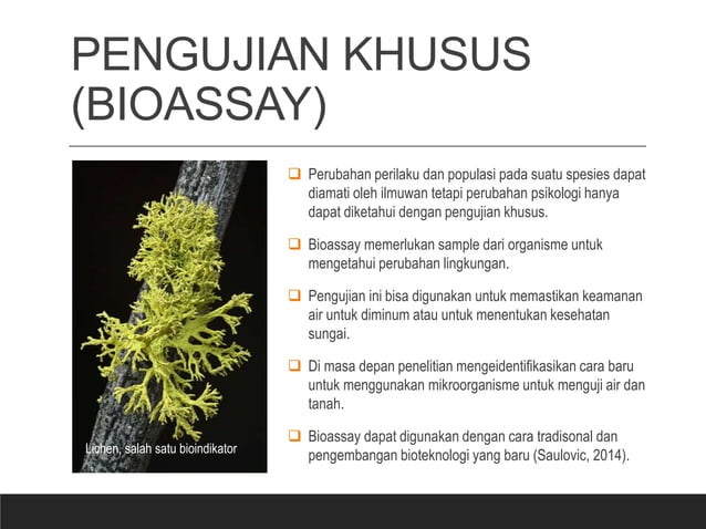 Konsep bioindikator dan contoh bioindokator (ppt) | PPTX