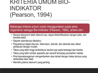 Konsep bioindikator dan contoh bioindokator (ppt) | PPTX