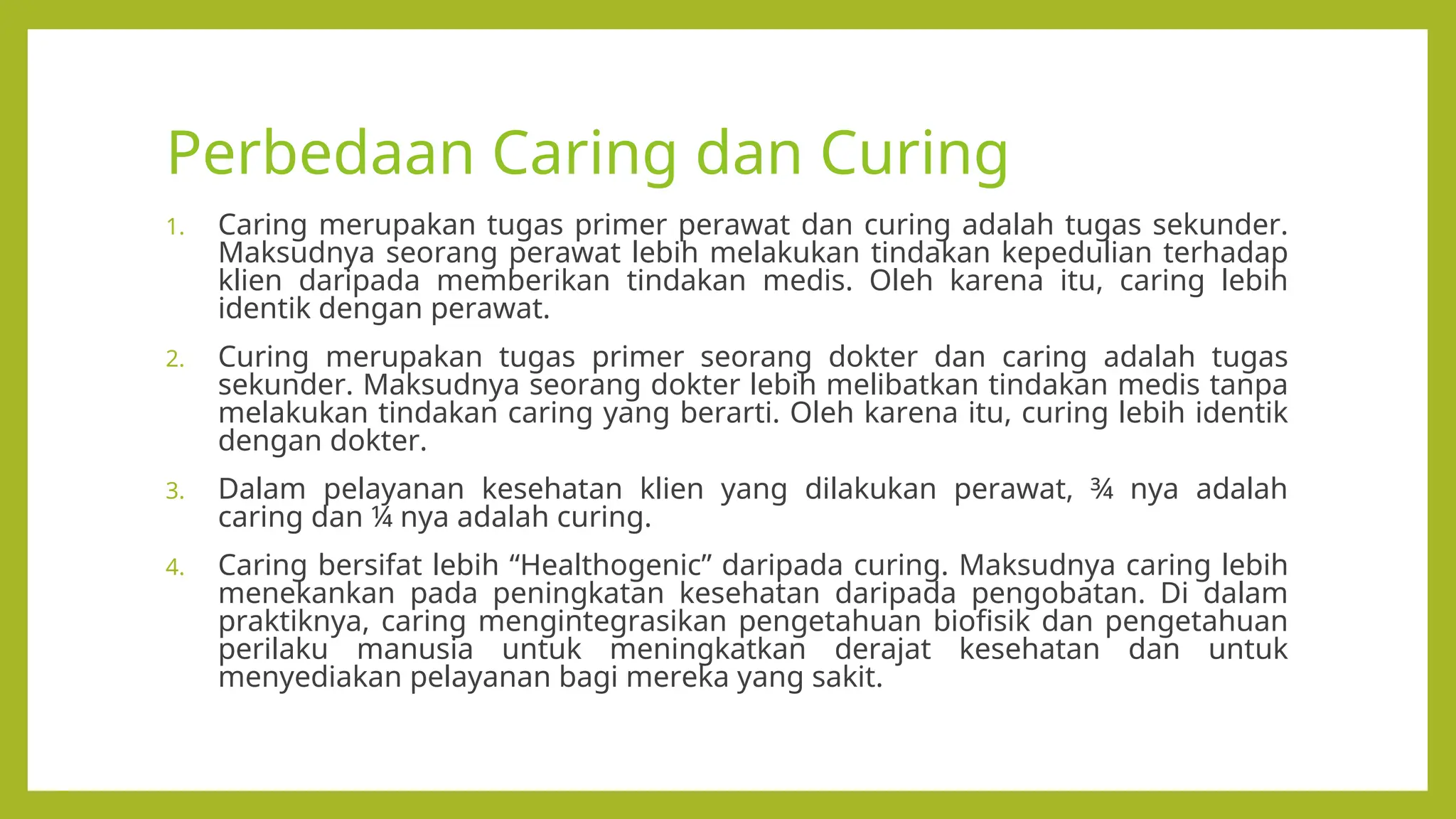 KONSEP CURING DAN PERBEDAAN DENGAN CARING | PPT