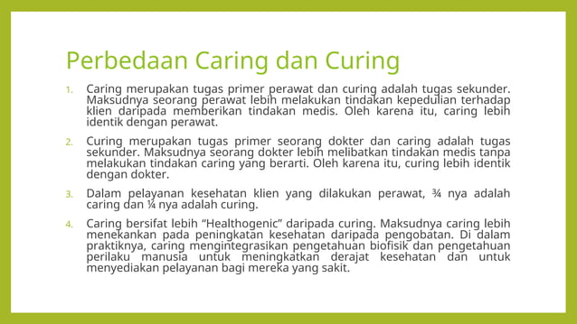KONSEP CURING DAN PERBEDAAN DENGAN CARING | PPT