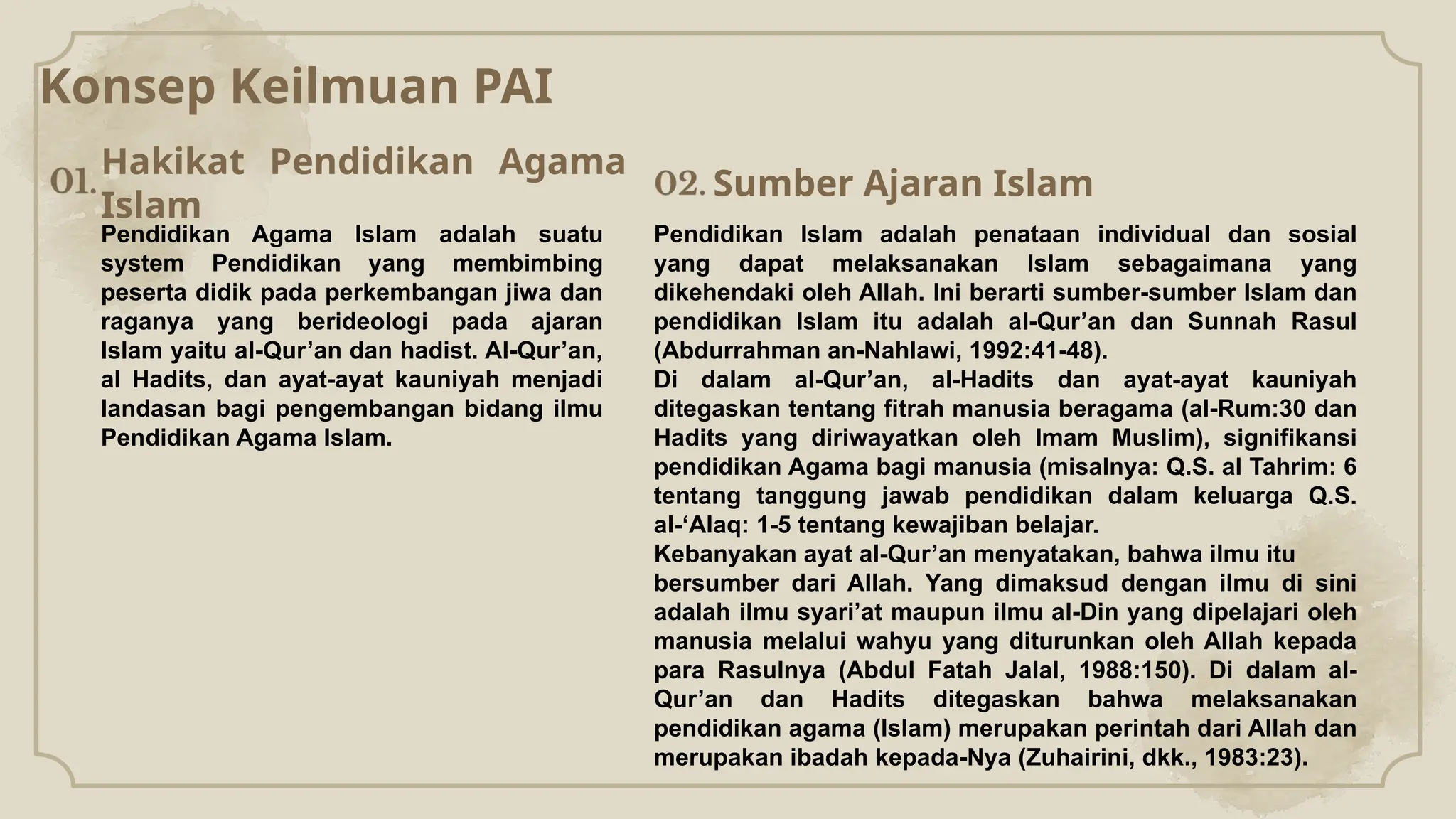 Konsep dan Ruang Lingkup Keilmuan PAI KB | PPTX