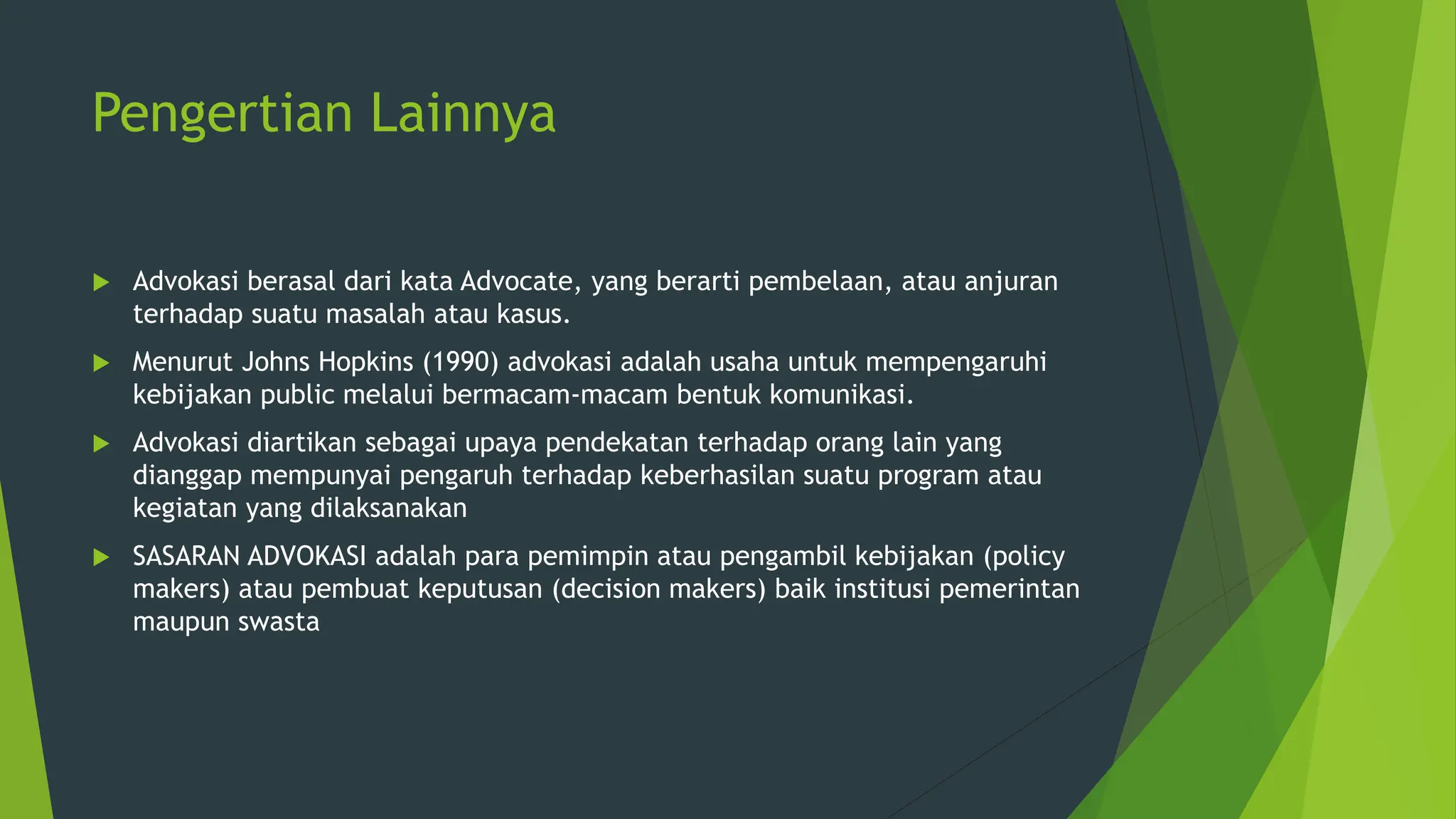 KONSEP DASAR ADVOKASI GIZI KEBIJAKAN PEMERINTAHAN | PPTX