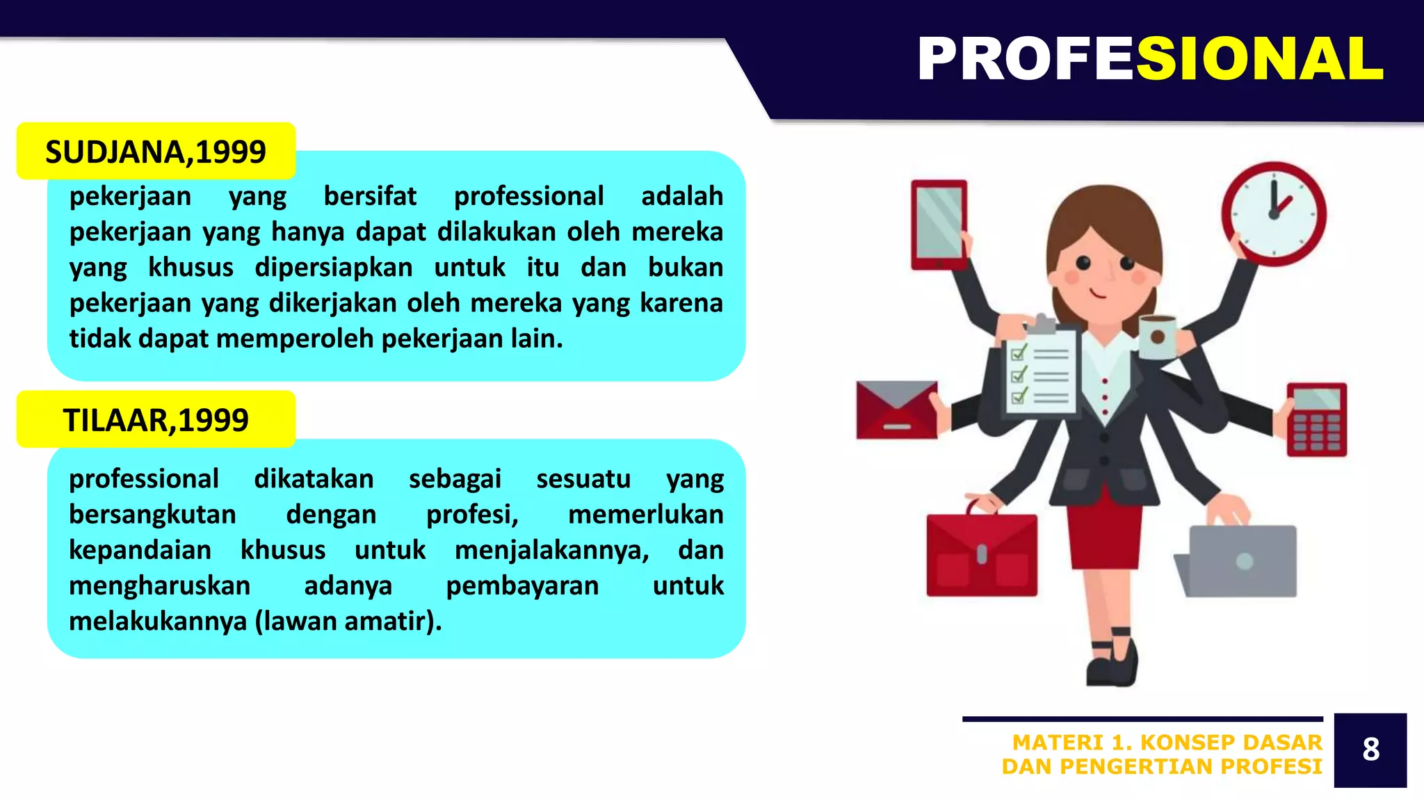 Konsep Dasar dan Pengertian Profesi, Profesional, Profesionalisasi, Profesionalisme | PPTX