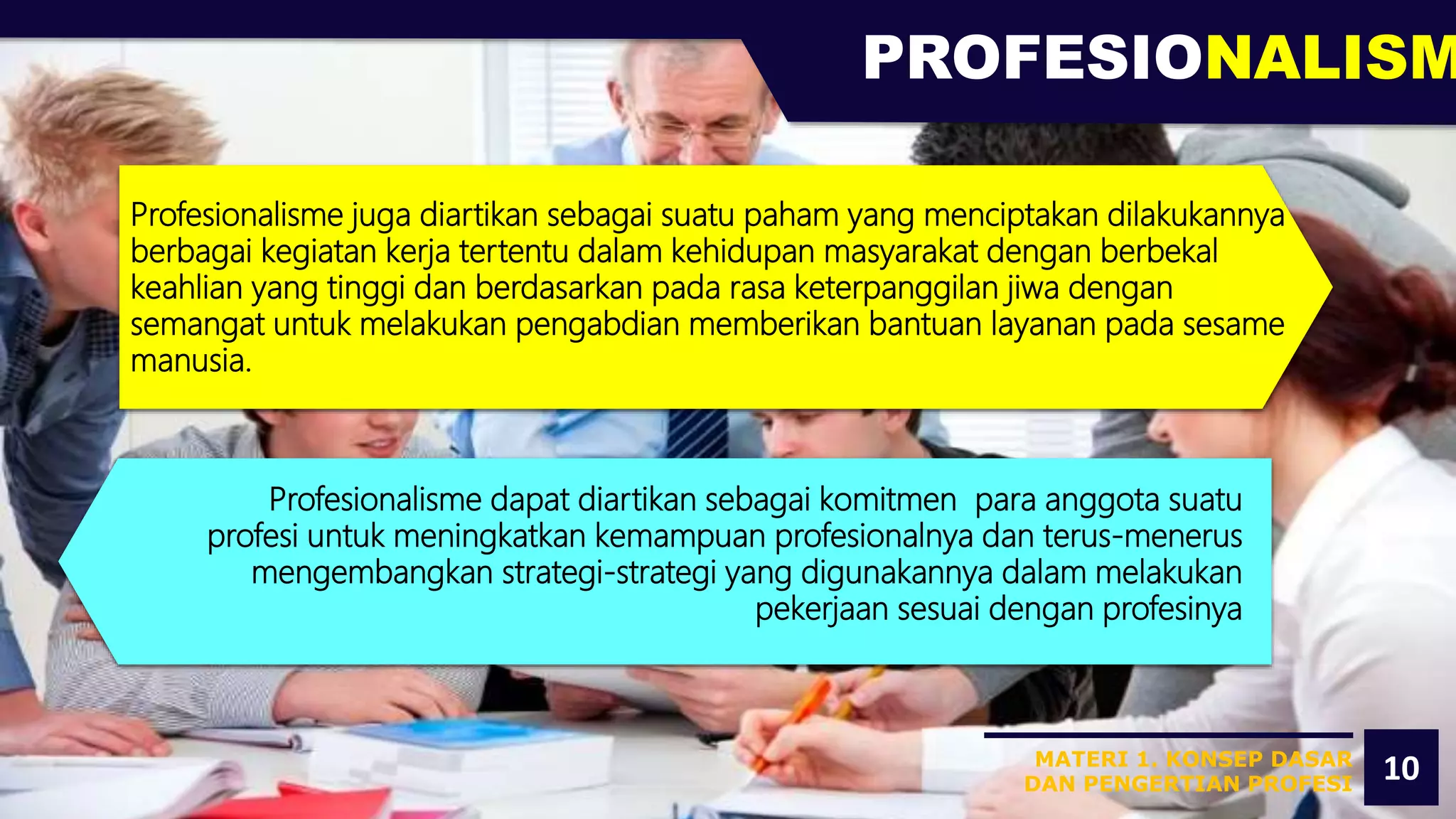 Konsep Dasar dan Pengertian Profesi, Profesional, Profesionalisasi, Profesionalisme | PPTX