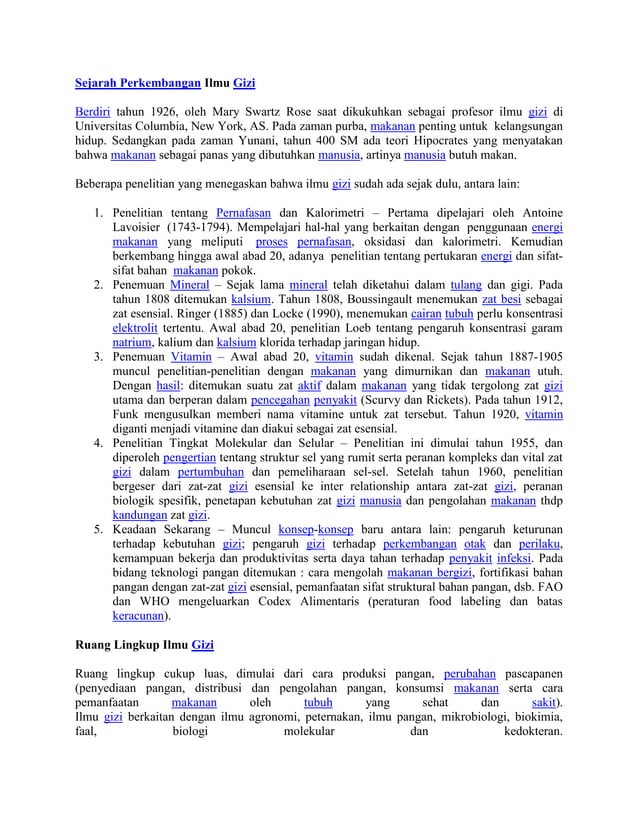 Konsep dasar ilmu gizi | PDF