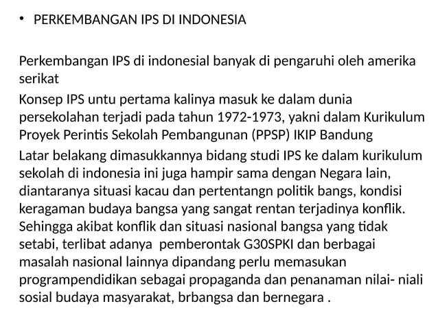 KONSEP DASAR IPS PEMBELAJARAN SOSIAL DALAM PENDIDIKAN | PPT