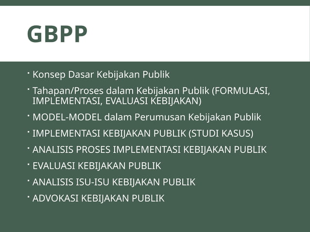 konsep dasar kebijakan publik materi kuliah | PPTX