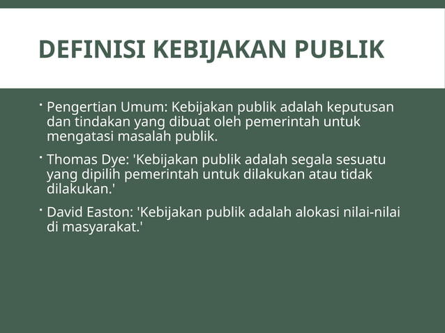 konsep dasar kebijakan publik materi kuliah | PPTX