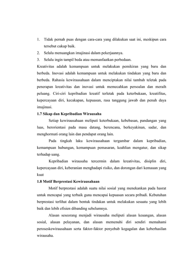 Konsep dasar kewirausahaan | DOCX