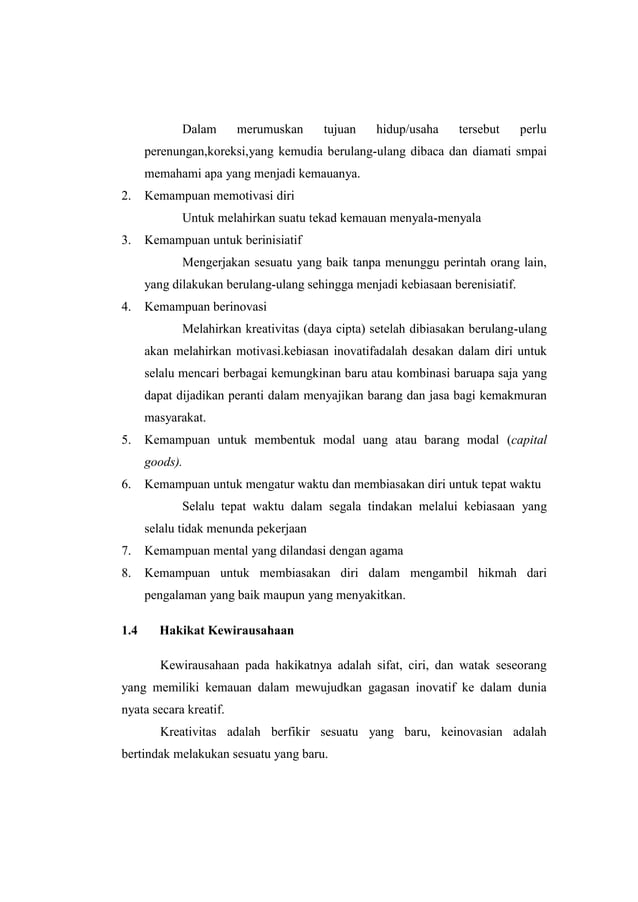 Konsep dasar kewirausahaan | DOCX