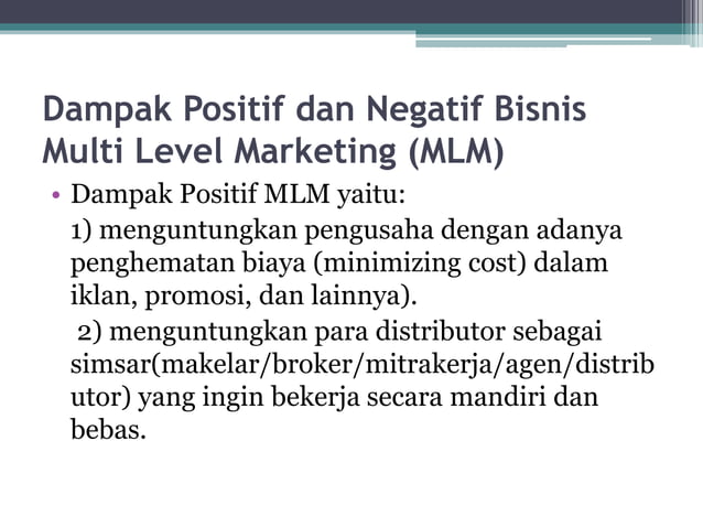 Konsep dasar multi level marketing (mlm) | PPTX