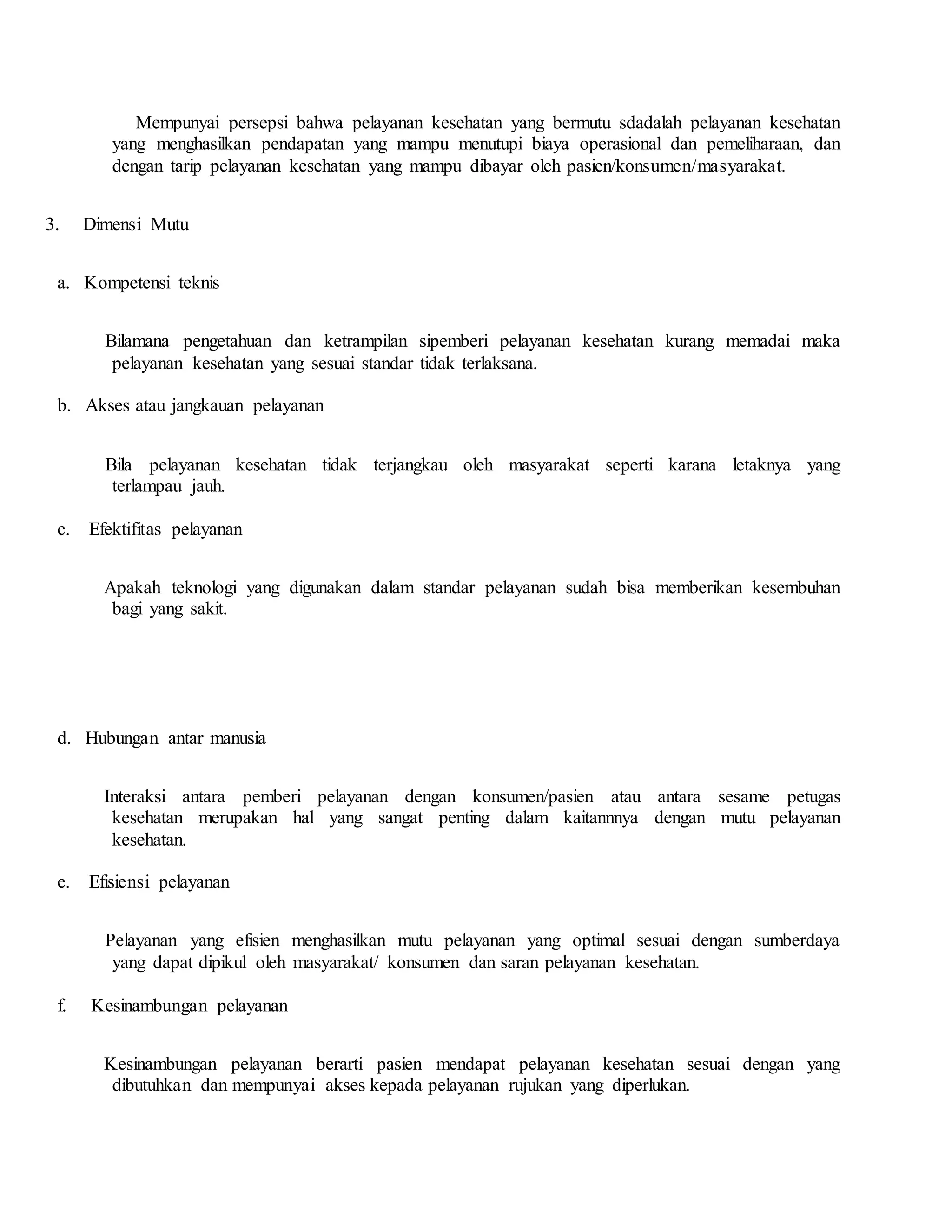 Konsep dasar mutu pelayanan kesehatan dan kebidanan | DOCX