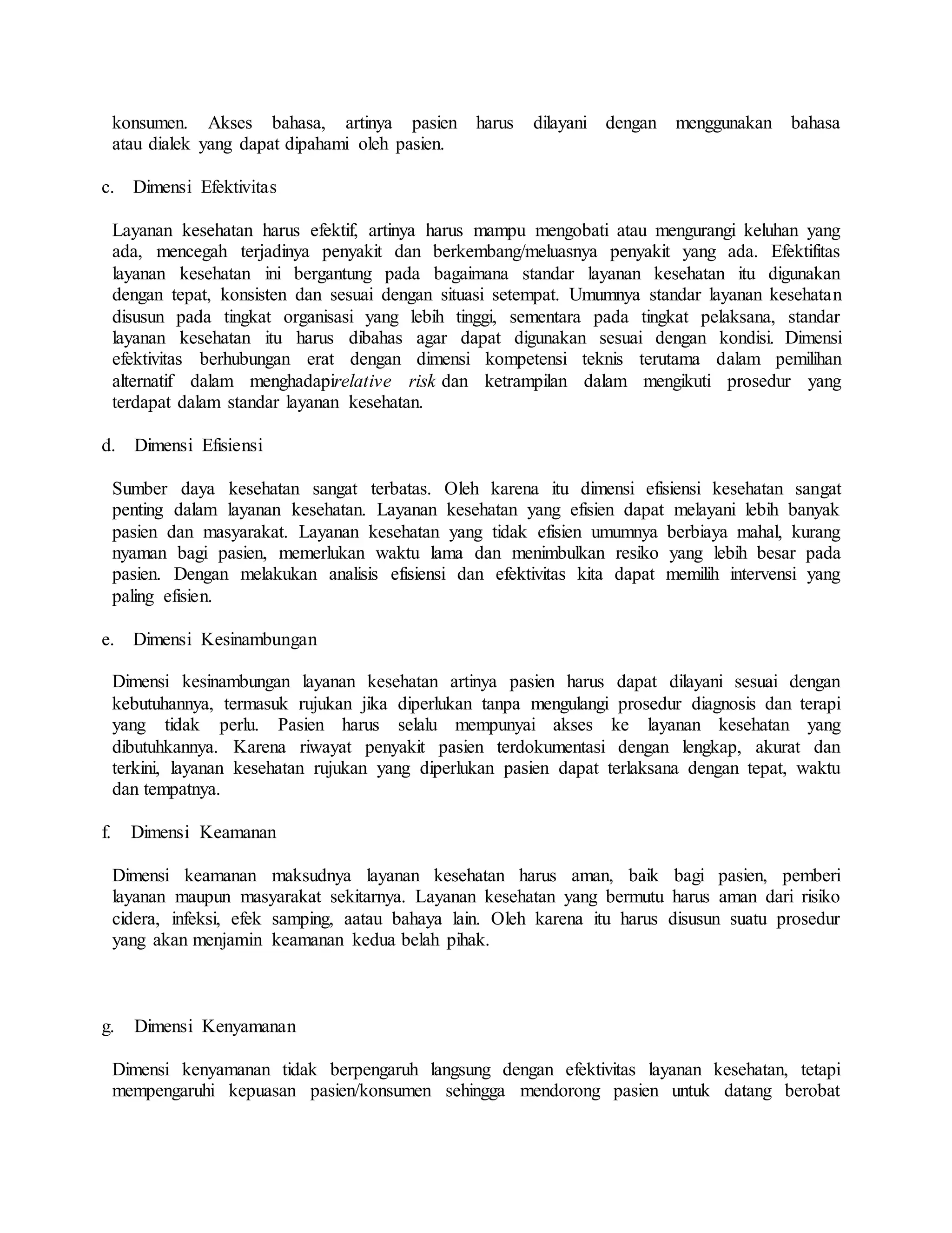 Konsep dasar mutu pelayanan kesehatan dan kebidanan | DOCX