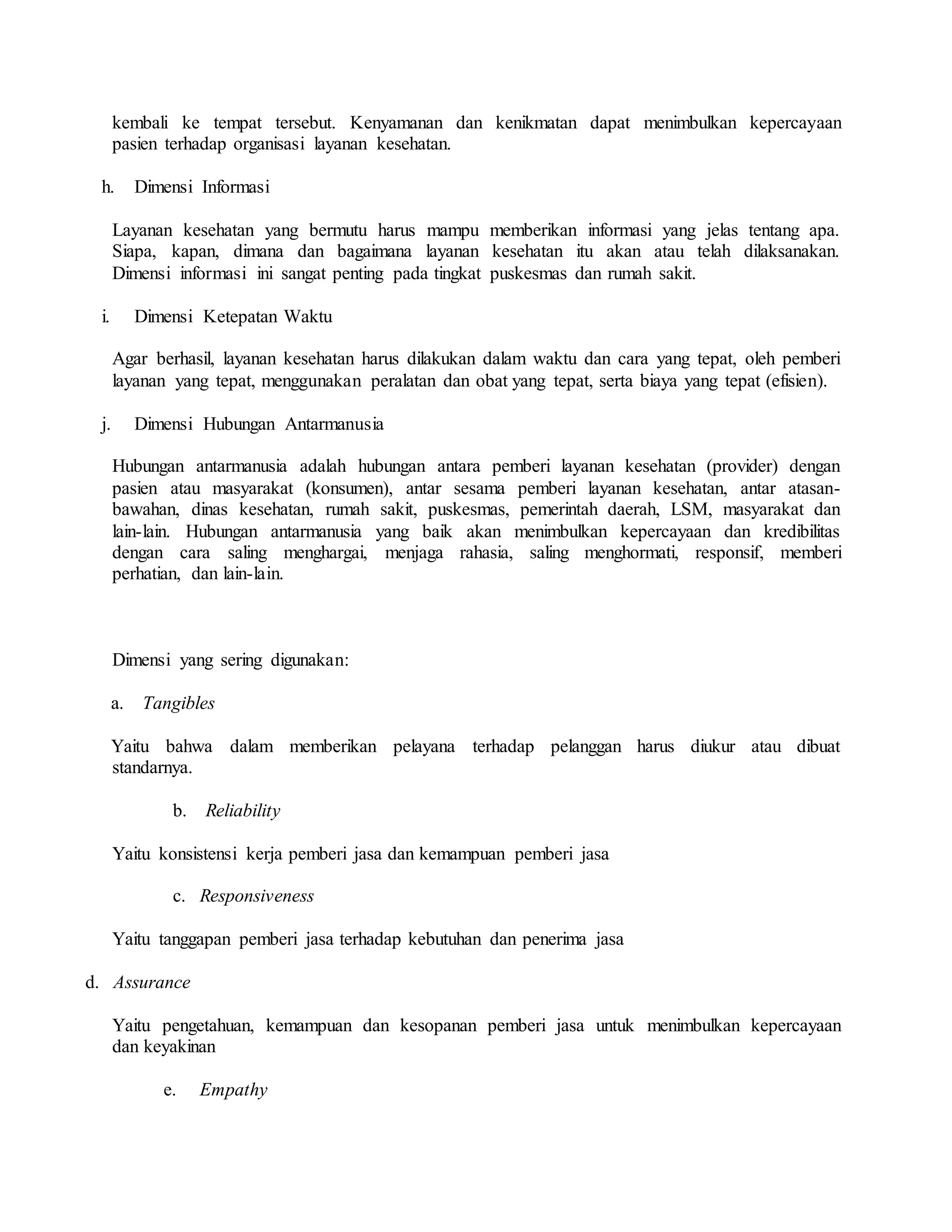 Konsep dasar mutu pelayanan kesehatan dan kebidanan | DOCX