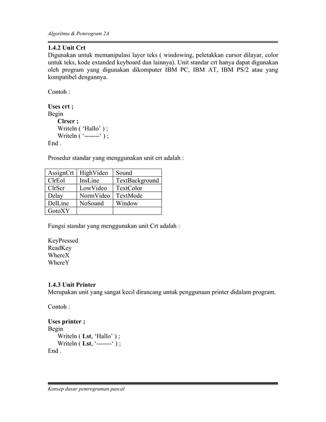 Konsep dasar pemrograman pascal | PDF