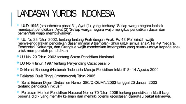 dasar2 pendidikan inklusif di indonesia | PPT