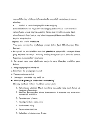 Konsep dasar pendidikan seumur hidup | DOC