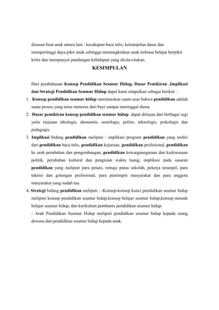 Konsep dasar pendidikan seumur hidup | DOC
