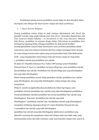 Konsep dasar pendidikan seumur hidup | DOC