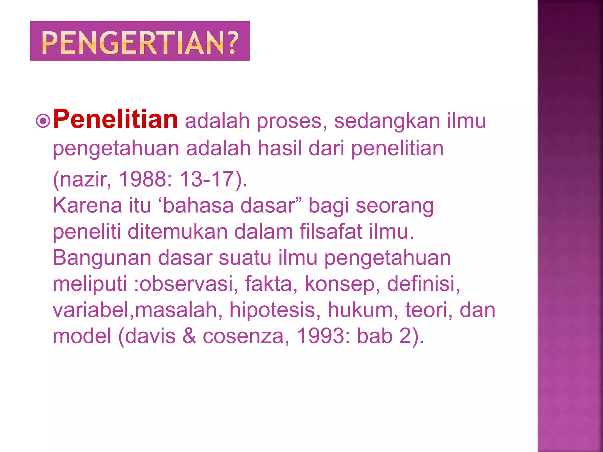 Konsep dasar penelitian | PPTX