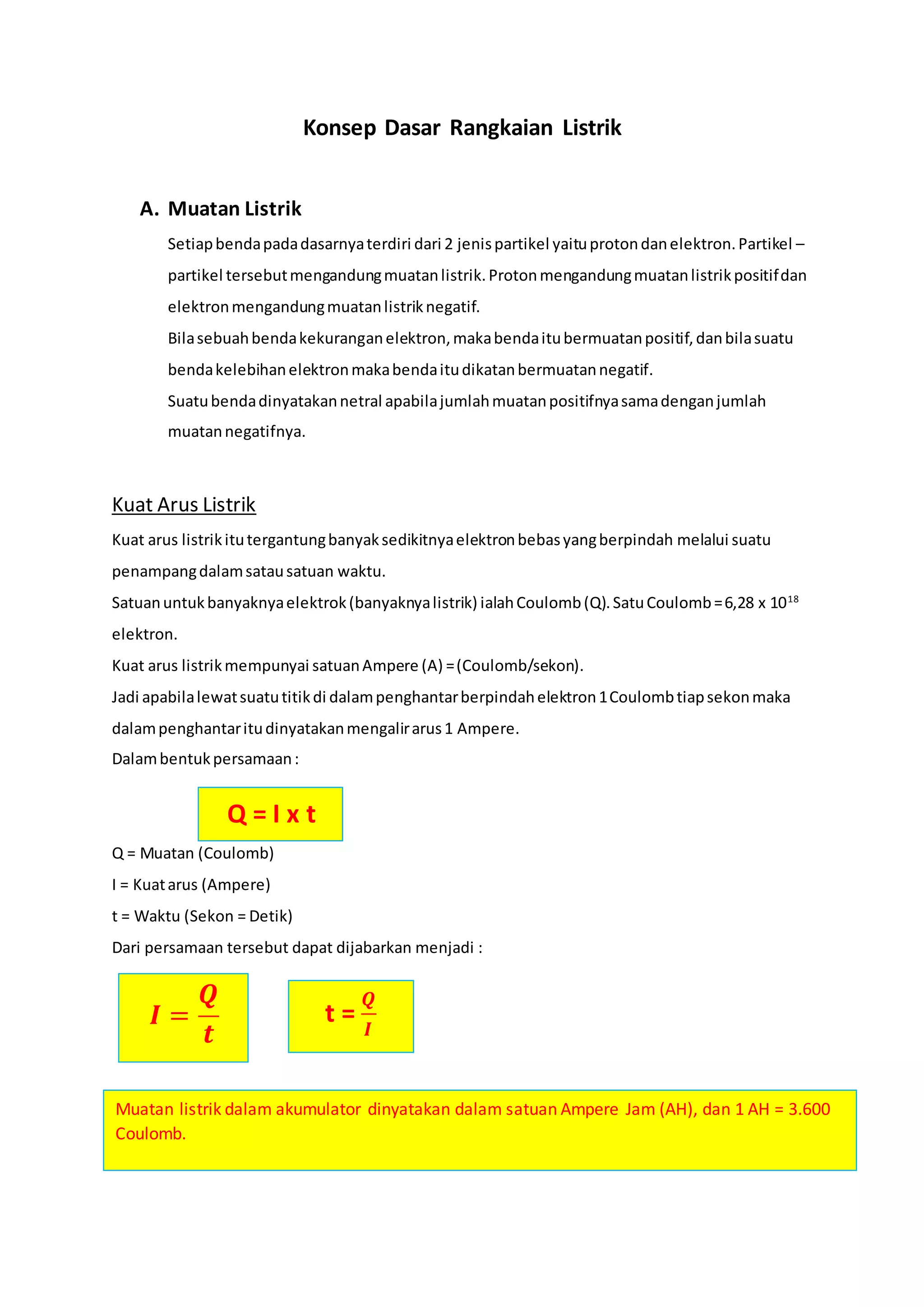 Konsep dasar rangkaian listrik | PDF