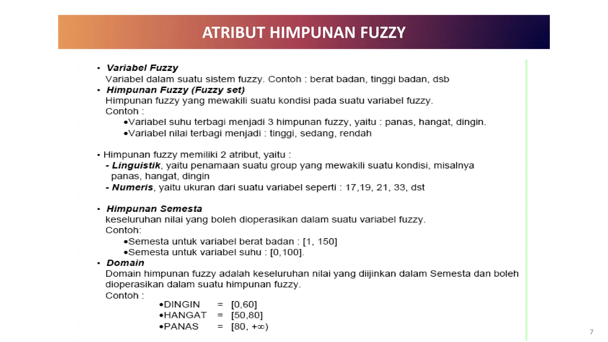 PENGERTIAN TENTANG KONSEP DASAR SISTEM FUZZY | PPTX
