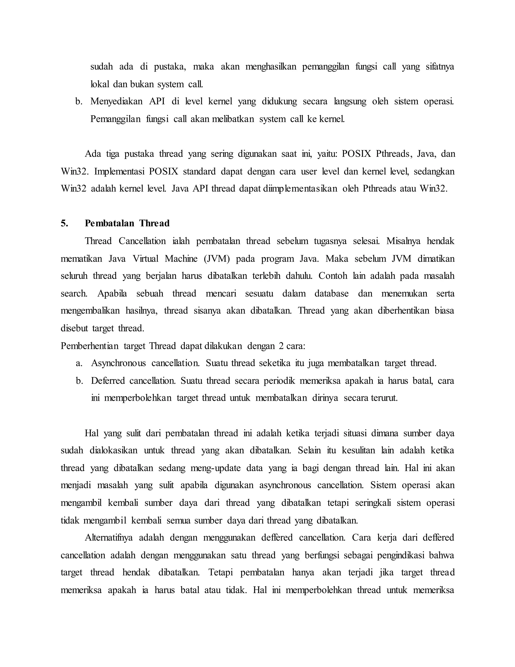 Konsep dasar thread programming | DOCX