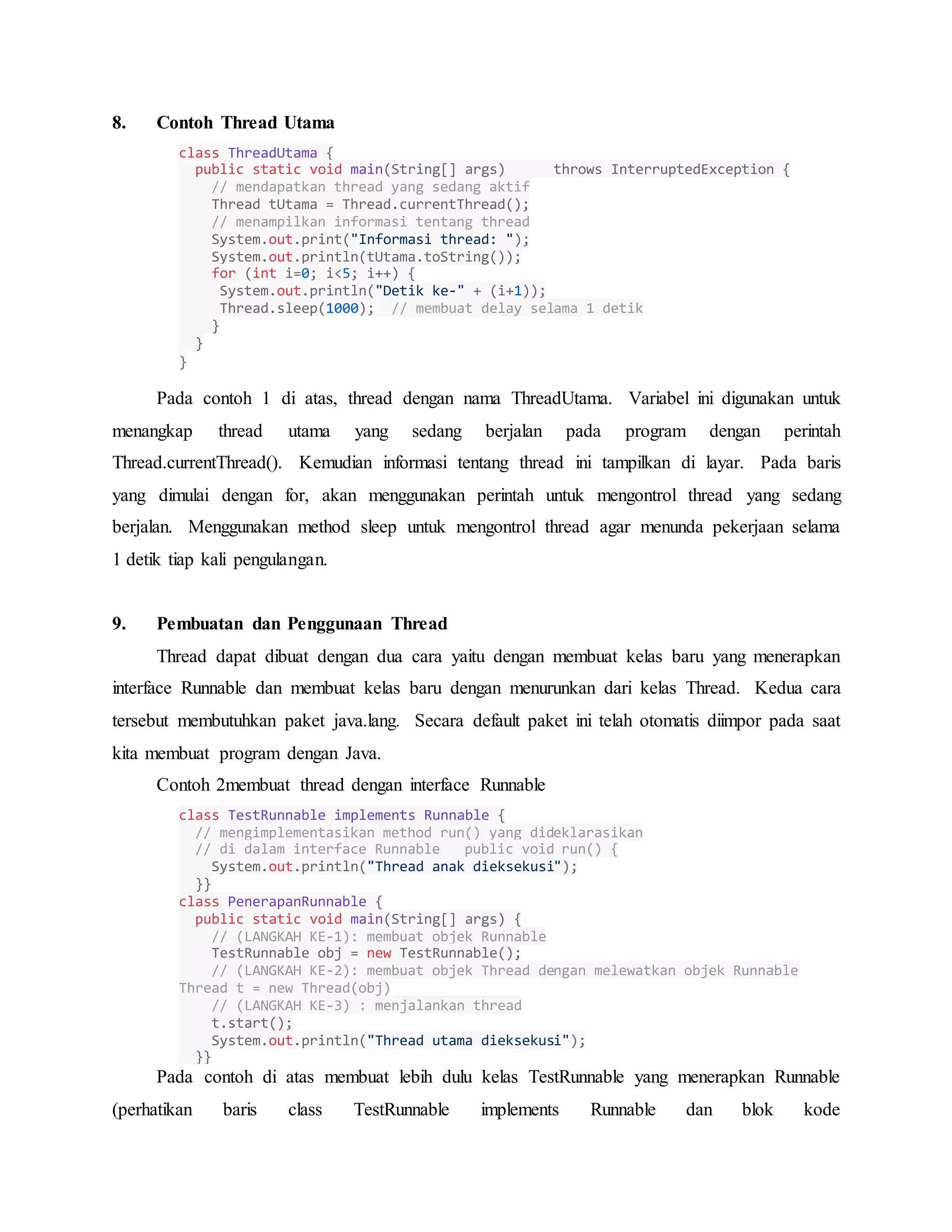 Konsep dasar thread programming | DOCX