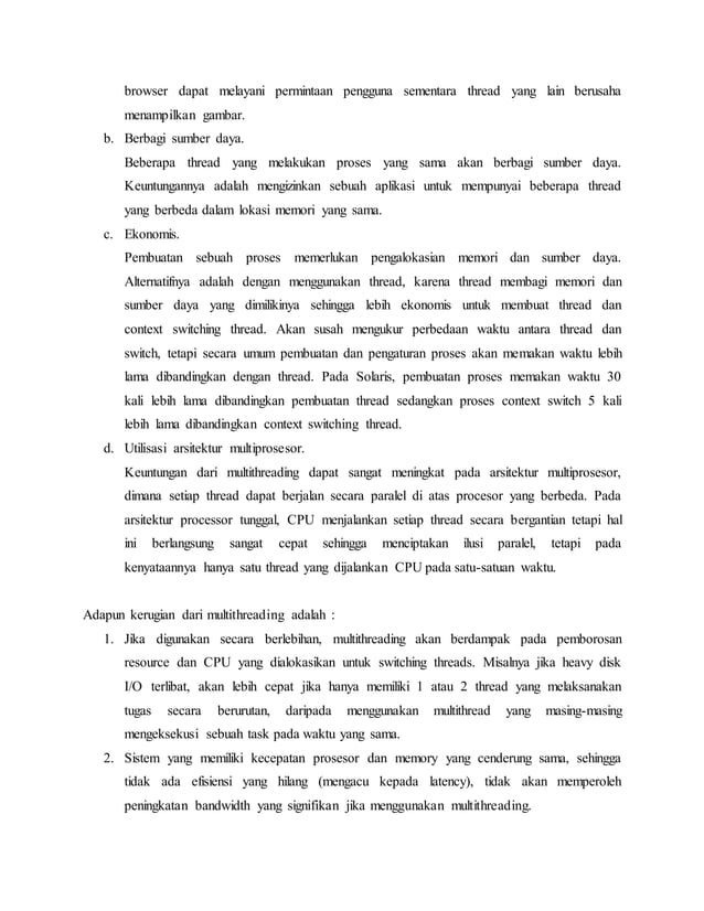 Konsep dasar thread programming | DOCX