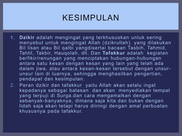 Konsep dzikir dan tafakkur | PPTX