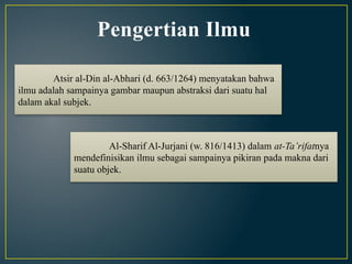 KONSEP ILMU DALAM ISLAM.pptx falsafah kesatuan ilmu | PPTX