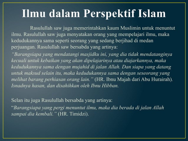 KONSEP ILMU DALAM ISLAM.pptx falsafah kesatuan ilmu | PPTX