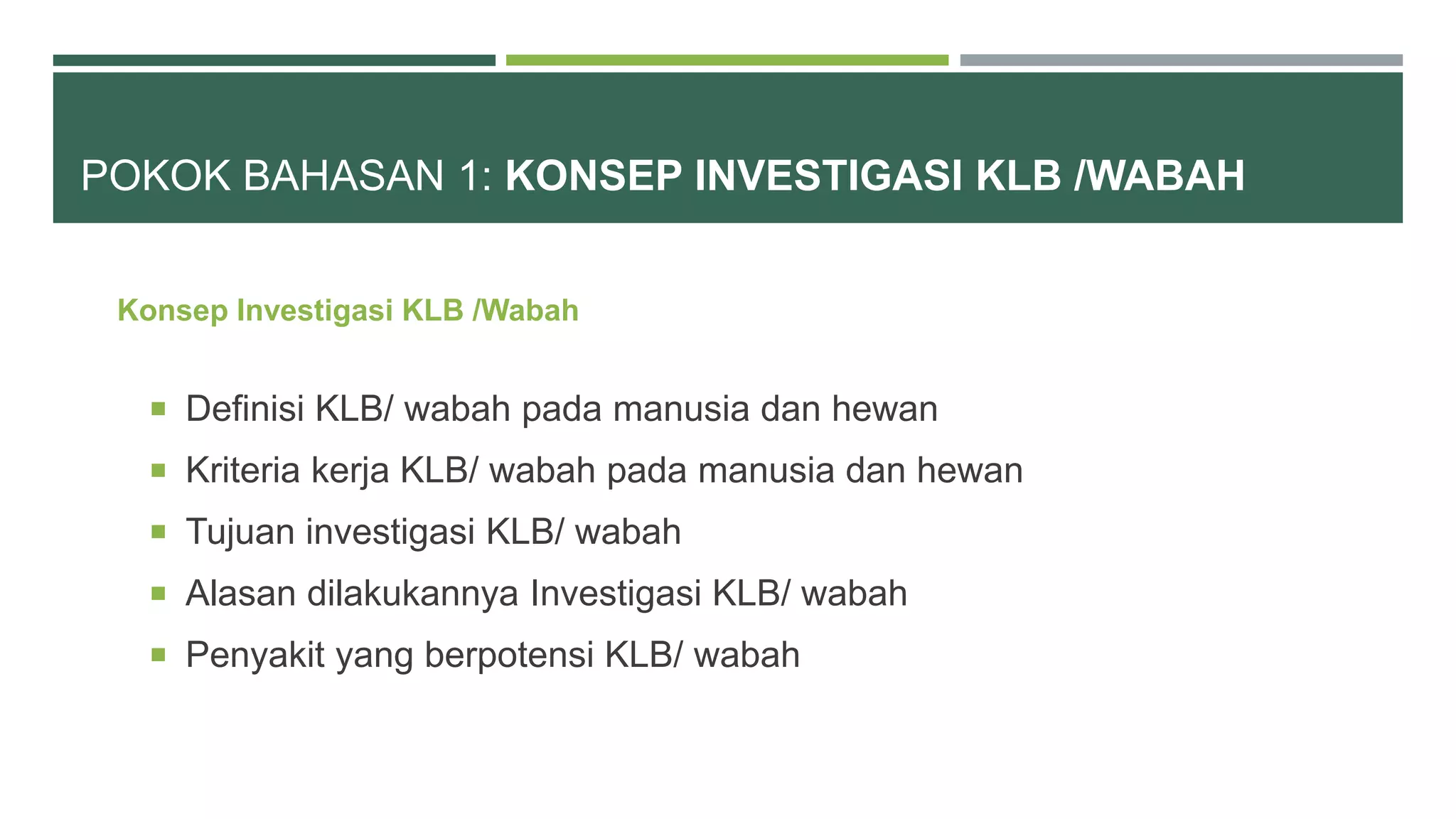 Konsep investigasi klb wabah | PPTX