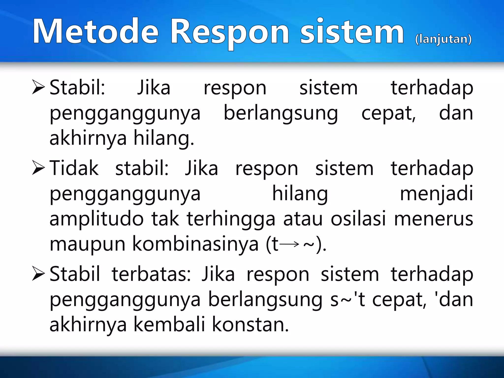 Konsep kestabilan sistem non linear dan metode lyapunov | PPTX