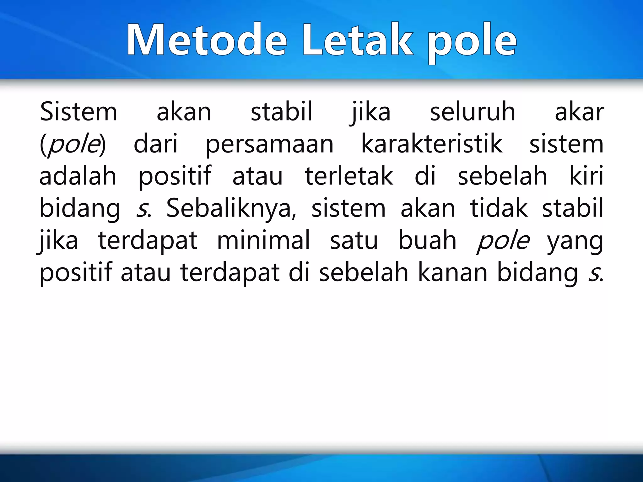 Konsep kestabilan sistem non linear dan metode lyapunov | PPTX