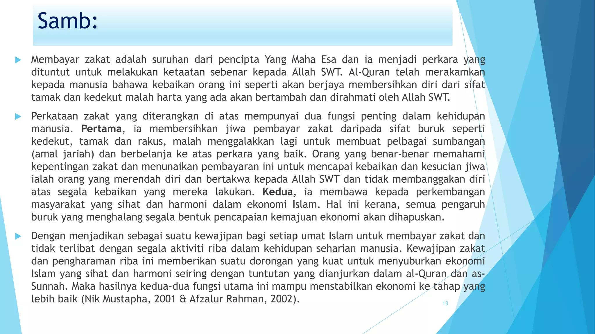Konsep kewajipan zakat dan pengharaman riba dalam kehidupan manusia | PPT