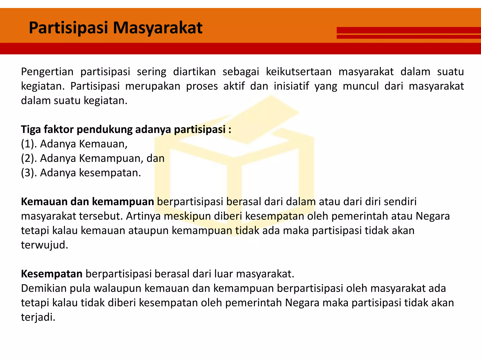 PENINGKATAN PERAN SERTA MASYARAKAT DALAM PEMILU | PPTX
