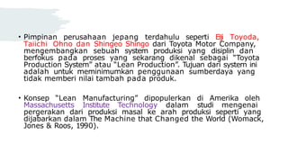 SALAH SATU KONSEP PADA MANFUCTURING LEAN MANUFACTURING | PPTX
