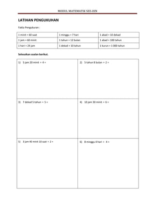 Latih tubi masa dan waktu (bahagi) | DOCX