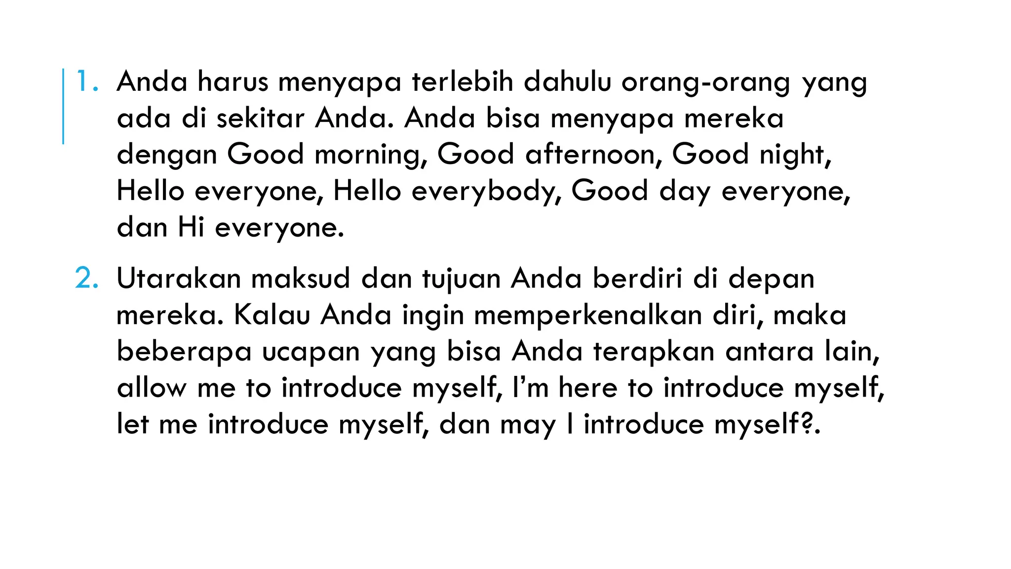 Konsep memperkenalkan diri dalam bahasa inggris | PDF
