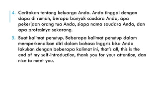 Konsep memperkenalkan diri dalam bahasa inggris | PDF