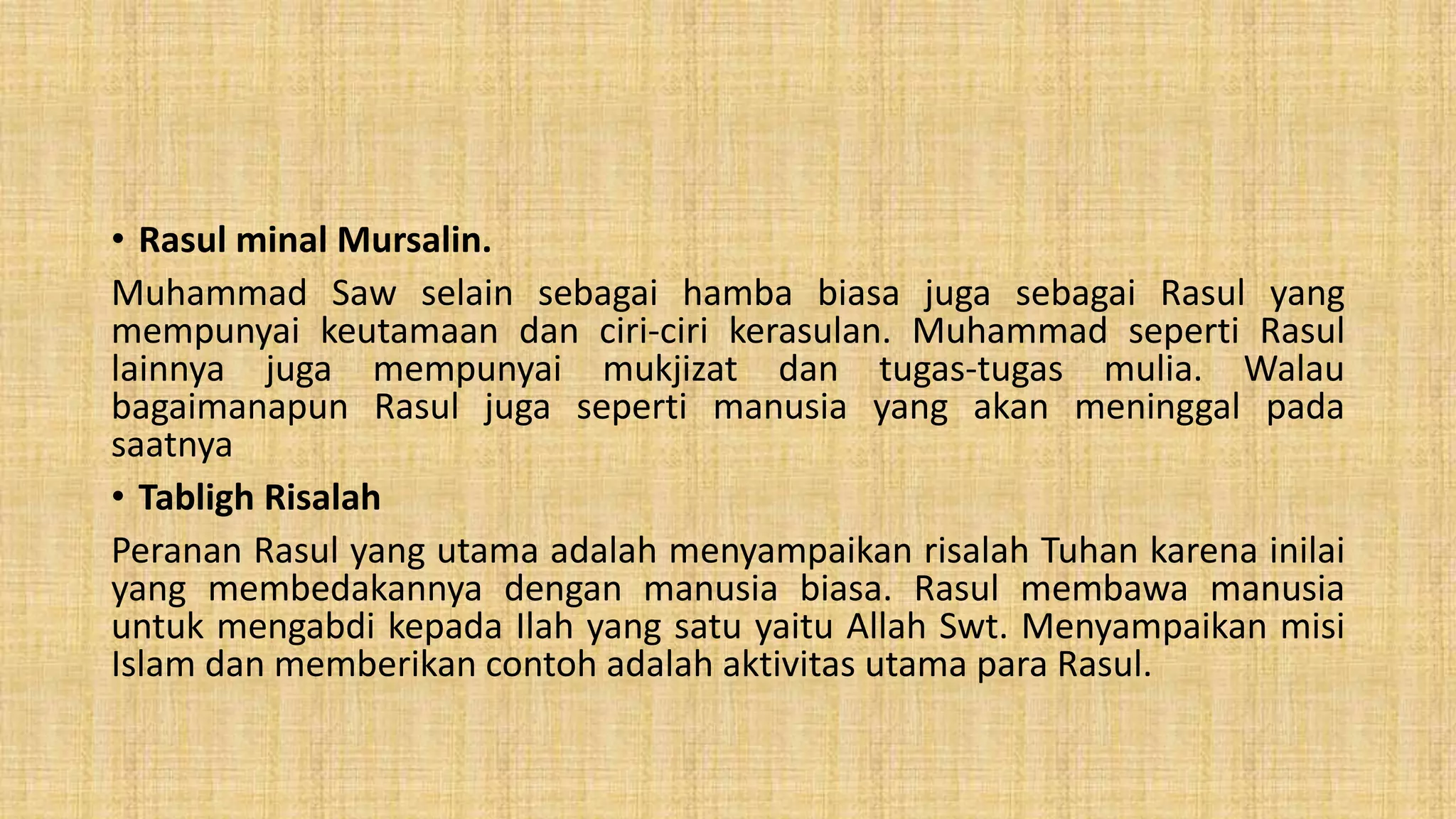 Ma'rifatun Nabi ( konsep mengenal rasul) | PPTX