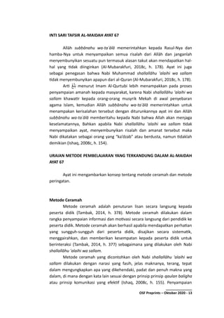 TAFSIR AYAT-AYAT AL-QURAN TENTANG KONSEP METODE PEMBELAJARAN (PANDUAN PENGEMBANGAN METODE ...