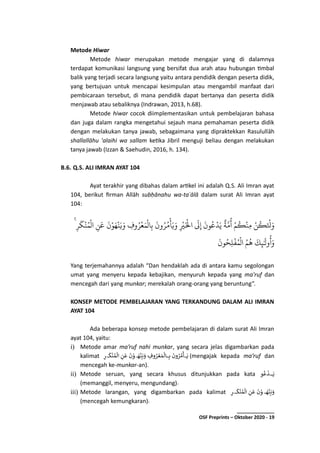 TAFSIR AYAT-AYAT AL-QURAN TENTANG KONSEP METODE PEMBELAJARAN (PANDUAN PENGEMBANGAN METODE ...