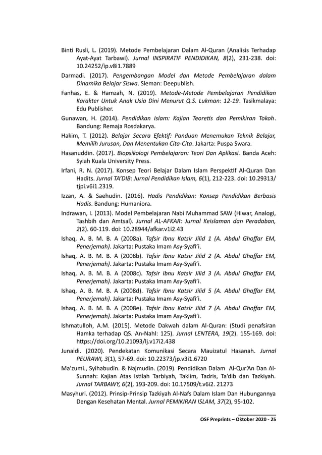 TAFSIR AYAT-AYAT AL-QURAN TENTANG KONSEP METODE PEMBELAJARAN (PANDUAN PENGEMBANGAN METODE ...