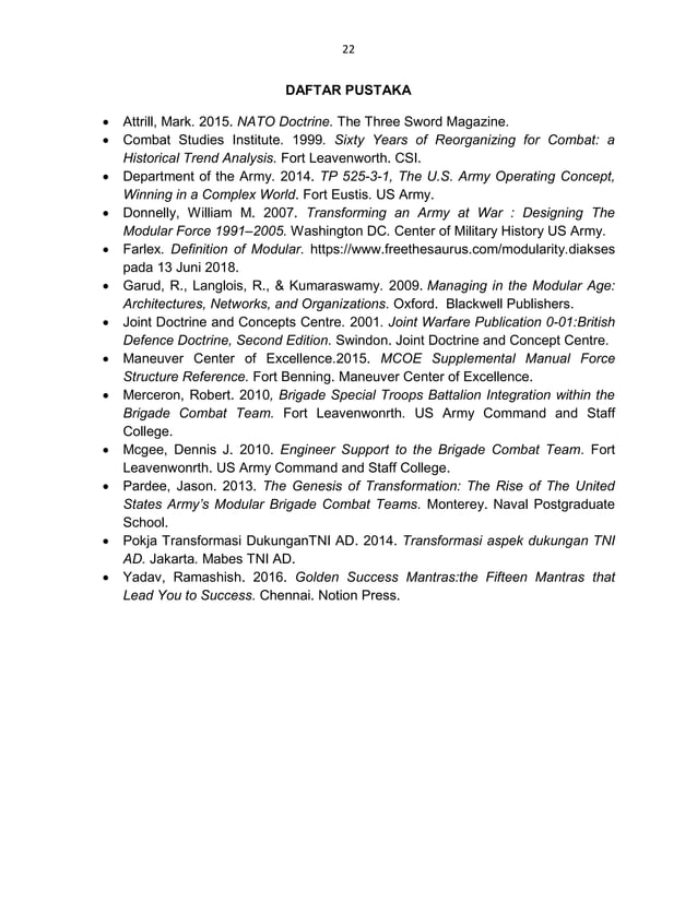 Konsep modularity pada transformasi organisasi batalyon zeni wahyu wwn ...